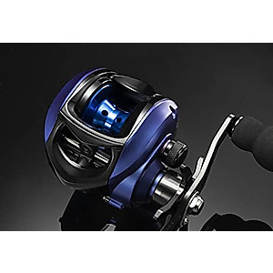 Mifine Magic Baitcaster Reels,6.3:1 Gear Ratio Baitcasting Fishing Reel Low Profile with 13.2lb Carbon Fiber Drag,Ultralight Casting Reel Cross-Fire 5 Magnet Braking System(Blue,Left Handed)