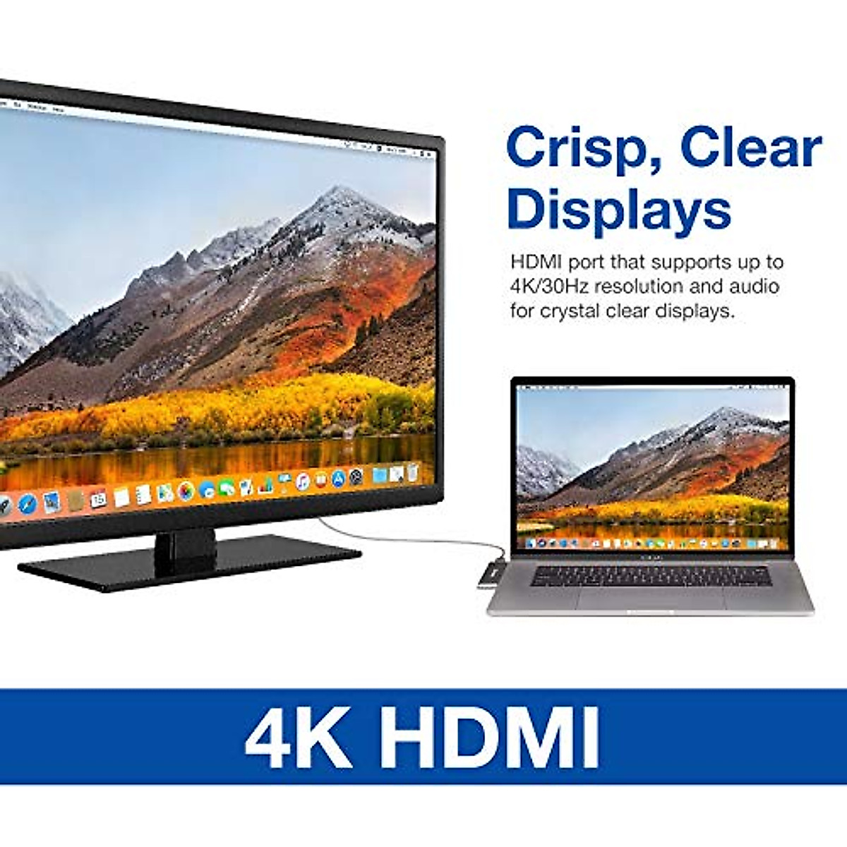 Verbatim 6-in-1 USB C Hub Adapter - 100W Power Delivery, USB 3.0 Ports, SD Card Readers, 3.5mm Audio Port for USB C Laptops + 6FT Monster 4K Ultra HDMI Cable