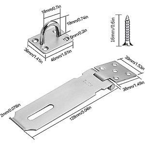 2 Pack Padlock Hasp Door Locks Hasp Latch,5 inch Heavy Duty 304 Stainless Steel Security Hasps for Padlock, 2 mm Extra Thick Door Gate Bolt Lock with 18 Mounting Screws