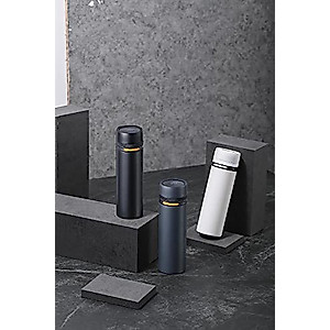 Hydr8 Rehydr8-Stainless Steel Water Bottle 17oz Thermos Coffee Flask Hydro Jug With Tea Infuser Stainless Steel Water Bottle w/ LED Temperature Display Stay Cold/Hot~24Hour-Black