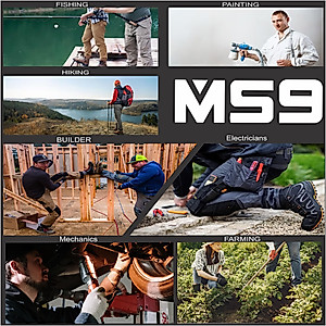 MS9 Men's Work Pants Casual Tactical Trousers Jeans with Holster Pockets Black