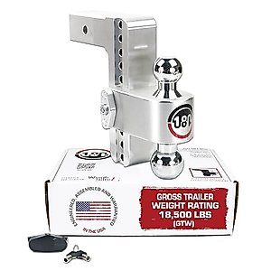 Weigh Safe Adjustable Trailer Hitch Ball Mount - 8" Adjustable Drop Hitch for 2.5" Receiver - Premium Heavy Duty Aluminum Trailer Tow Hitch w/Chrome Plated Tow Balls (2" & 2 5/16") - 18,500 GTW