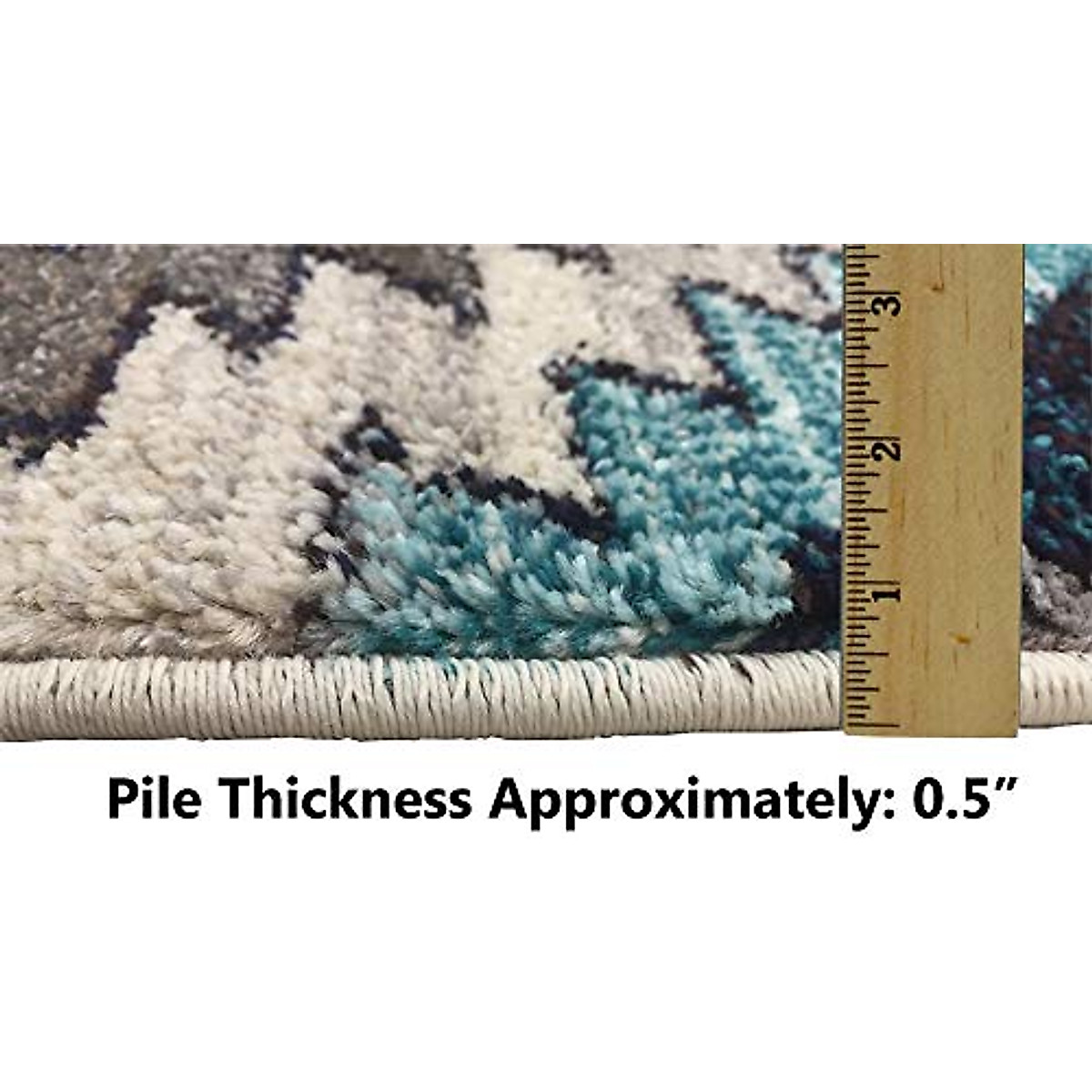 Handcraft Rugs-Southwestern Native American Modern / Faded Area Rug - Bone Gray / Navy Blue / Ivory / Aqua