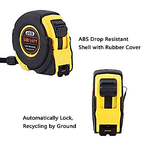 16Ft/5m Measuring Tape, Retractable Metric and Inches Steel Blade Tape Measures, Standard Reverse Measuring Tape, Self-Lock