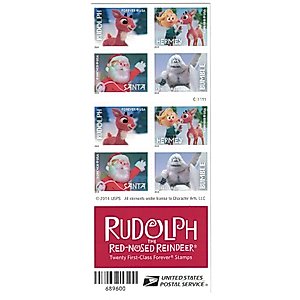 Rudolph the Red-Nosed Reindeer USPS Forever Stamps, Book of 20