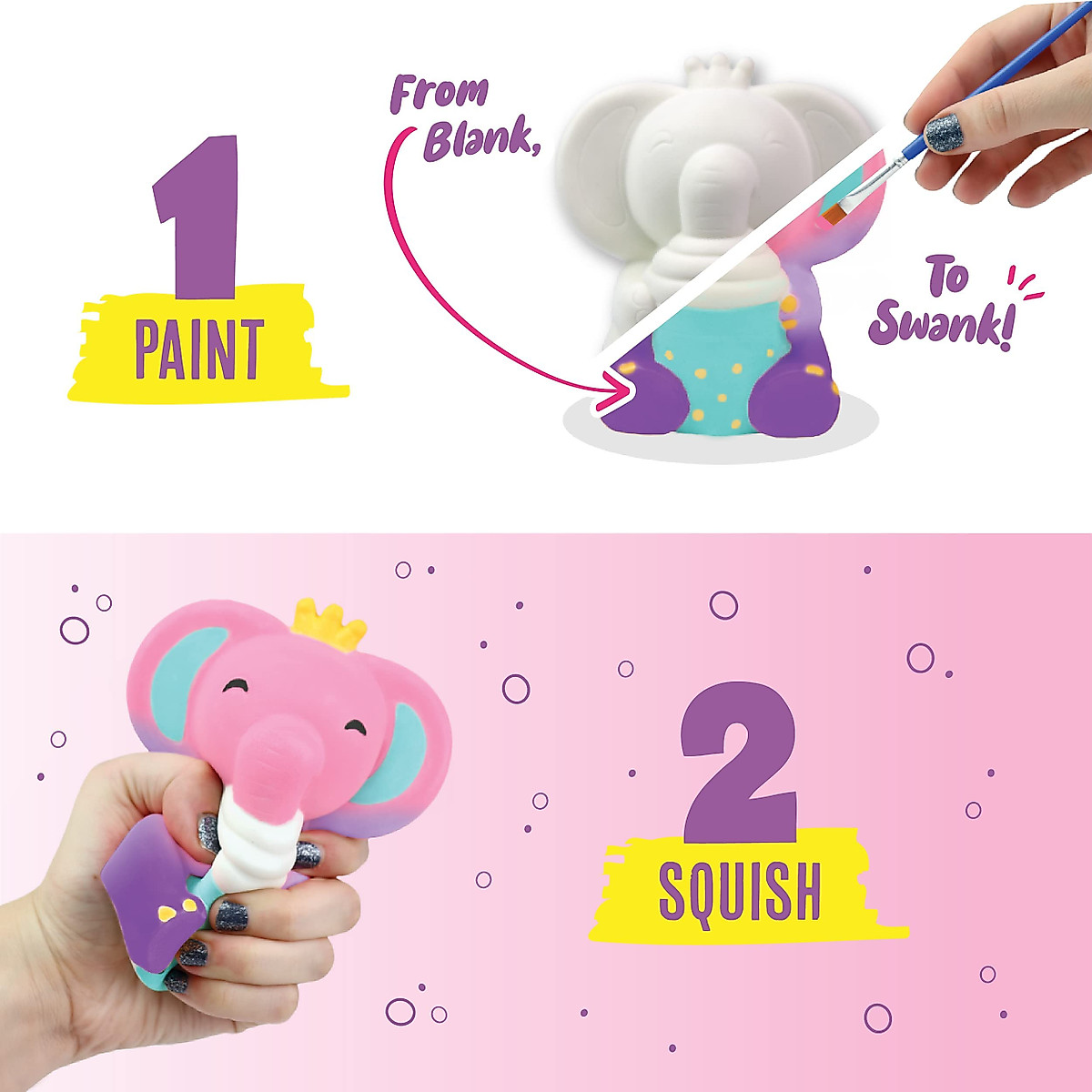 DOODLE HOG Elephant Squishy Painting Kit - Squishy Toys for Kids, Squishies for Kids - Slow Rise Squishy Animals - Ideal Arts and Crafts, Gifts for 8-12, Girls & Boys, Easter Basket Stuffers