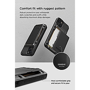 VRS Design Damda Glide Pro Phone Case for iPhone 14, Sturdy Semi Auto Wallet [4 Cards] Case Compatible for iPhone 14 (2022) (Groove Black)
