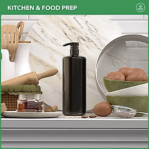 Bar5F Empty Shampoo Bottle with Pump, Black, 33.8 Ounce (1 Liter), Pack of 2