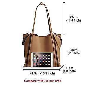 FOXLOVER Genuine Leather Tote Shoulder Bag for Women Ladies Handbags Purse with Removable Inner Zipper Bag