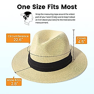 Sun Hats for Women Panama Hat Men & Womens Wide Brim Hat Sun Protection Foldable Straw Beach Fedora Hat Women Floppy Beach Hat Sunhat Womens,Beige