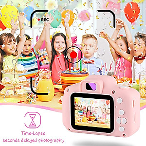 NINE CUBE Kids Digital Camera,Children's Digital Camera for Boys Girls Age 3-5,Toddler Camera for 3 4 5 6 7 Years Old Christmas Birthday Gifts,Mini Toys Camera for Toddler with 32GB SD Card