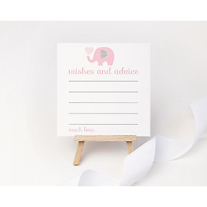 Pink Elephant Advice Cards, 25 Pack - Fun Baby Shower Game, Best Wishes Graduation Congratulations New Parents Advice Guest Book Alternative Birthday Time Capsule Cute Party Ideas