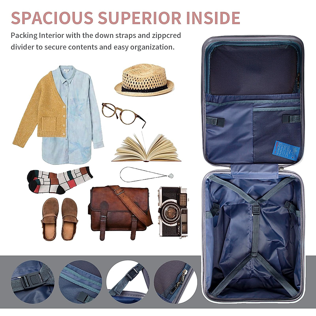 LemoHome Expandable Luggage with Spinner Wheels,Large Suitcases with Child Seat Design,Hard Luggage for Women and Men,20 inch Hardside Carry on Luggage for Travel (Pink)