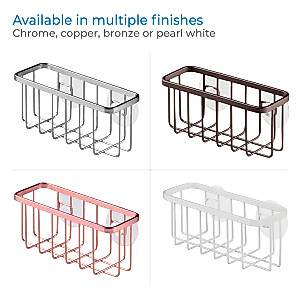iDesign Gia Stainless Steel Dish Sponge Holder Basket with Suction Cups, Ideal for Kitchen Sinks and Bathroom Organization, Set of 1, Polished