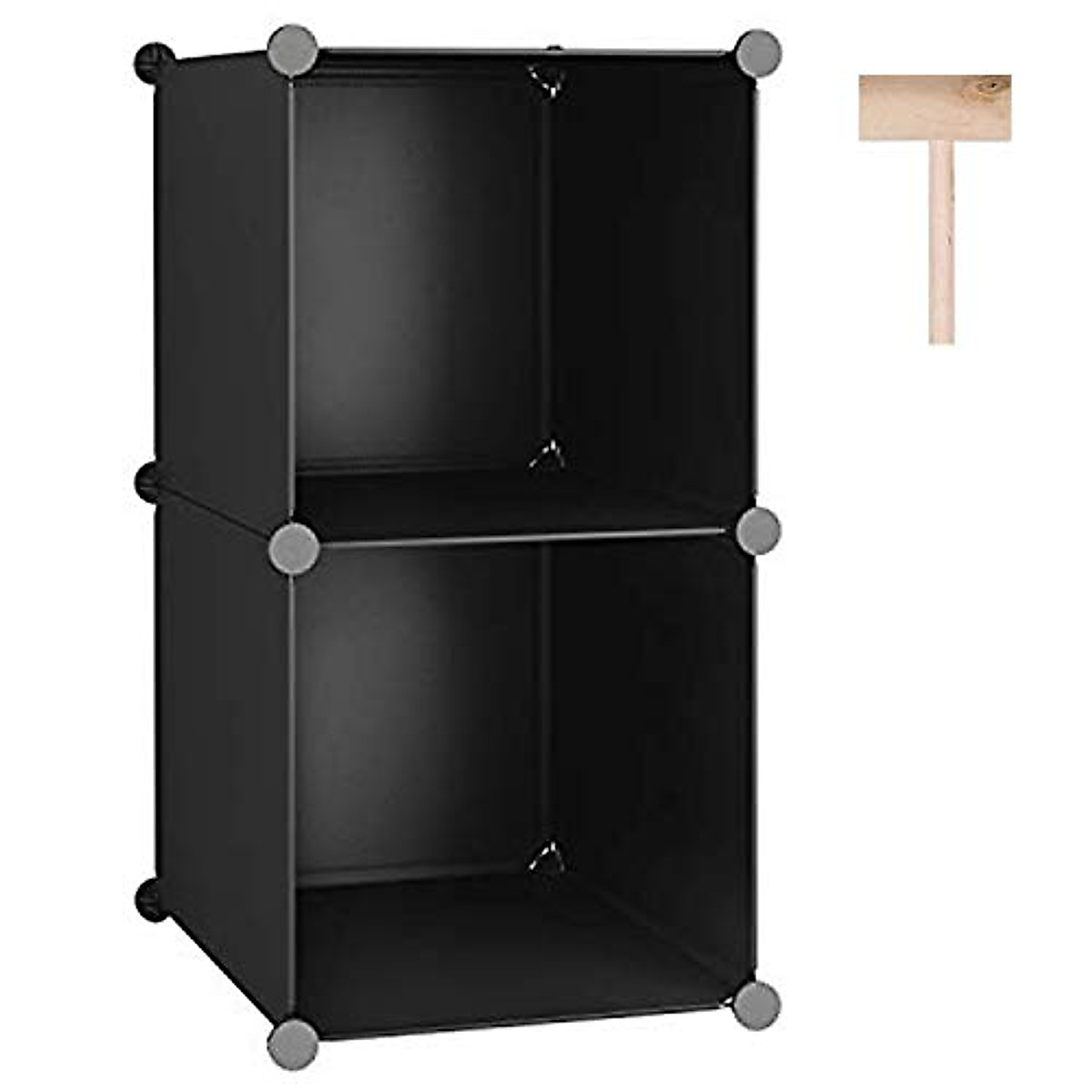C&AHOME Cube Storage, 2-Cube Organizer Units, Plastic Closet Storage Shelves, DIY Book Shelf, Modular Bookcase, Cabinet Ideal for Bedroom, Living Room, Home Office, 12.4" L x 12.4" W x 24.8" H Black