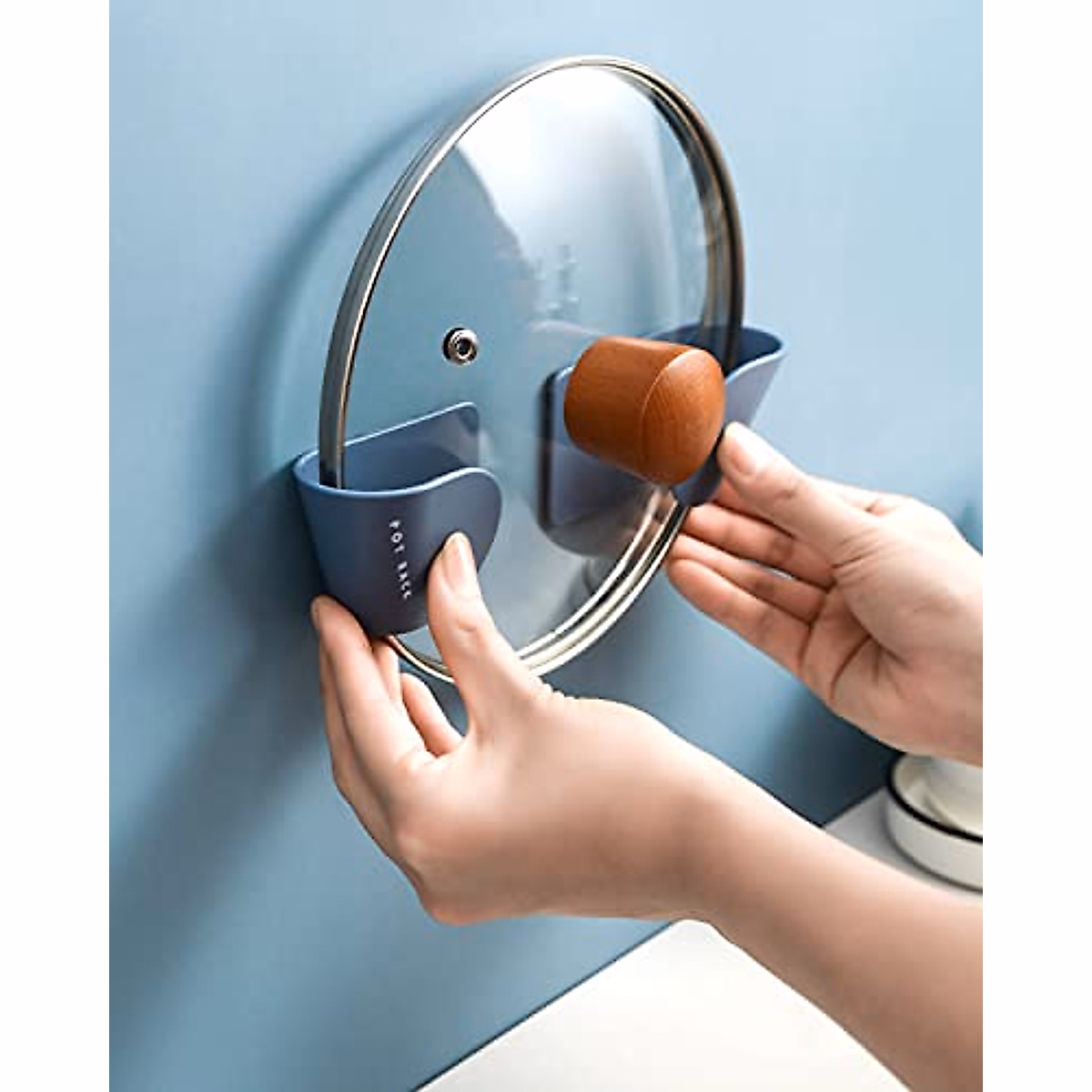 Tendiren Pot Lid Organizer, 6 Pairs of Adjustable Wall Mount Pot Lid Holder Cabinet Door, Pot and Pan Hangers for Kitchen Wall Mount, Cabinet Door Lid Organizer, Save More Space