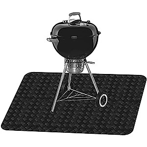 Fasmov Under The Grill Mat, 36 x 48 inches PVC Grill Mat Grill and Garage Protective Mat, Protects Decks and Patios from Grease Splashes, PVC Flame Retardant Material, Black