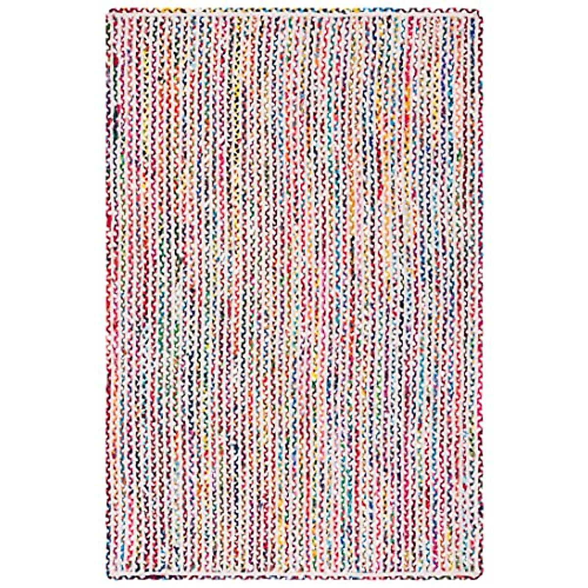 Safavieh Braided Collection Accent Rug - 4' x 6', Ivory & Multi, Handmade Farmhouse Cotton, Ideal for High Traffic Areas in Entryway, Living Room, Bedroom (BRD261A)