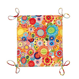 Makimoo Outdoor Patio Cushion, Rocking Chair Cushion, Tufted Pads, Set of Upper and Lower with Ties Pack of 2 (2 Sets) - Back 20"×17", Seat 17"×17" (Multicolored Flowers)