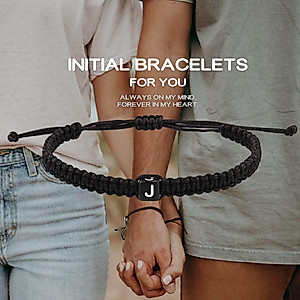 Btysun Initial Bracelets for Women Letter A Braided Bracelet Adjustable Birthday Gifts for Her Christmas Jewelry