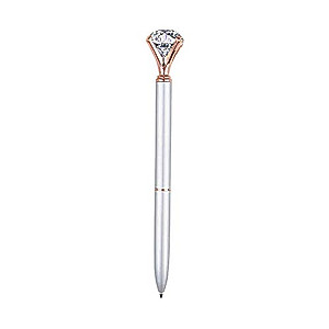 3 Pcs Rose Gold Pen with Big Diamond/Crystal ，Metal Ballpoint Pen，Rose Gold/Silver Office Supplies，Black Ink (3pcs)