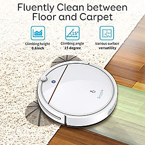 SereneLife Smart Automatic Robot Vacuum Cleaner - Slim Rechargeable Electric Robotic Vacuum Cleaner w/ Self Programmed Navigation, Anti-Fall Sensors - Carpet, Hardwood, Tile PUCRCX10 , White
