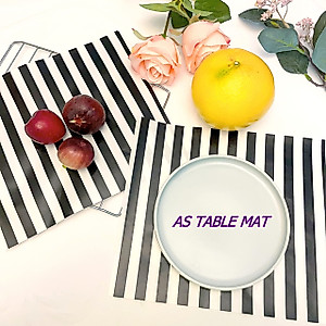 Suiwen 150 Black and White Striped Wax Paper, Food Picnic Paper, Greaseproof Paper,Waterproof Dry Hamburger Paper Liners Wrapping Tissue for Plastic Food Basket(Black/White) (150)