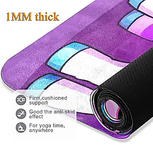 GOODOLD Cute Unicorn Yoga Mat, 71 x 26 Inch Non-slip Yoga Mats Folding Travel Exercise Mat Indoor Outdoor Gym Pilates with Storage Bag for Women Men
