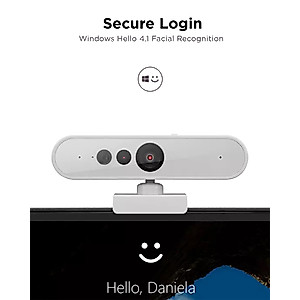 Lenovo HD 1080p Webcam (510 FHD) - Monitor Camera with 4X Digital Zoom, 95° Wide Angle, 360° Rotation Pan & Tilt - Desktop Cam with Dual Microphones & Windows Hello for Livestreaming & Conferences