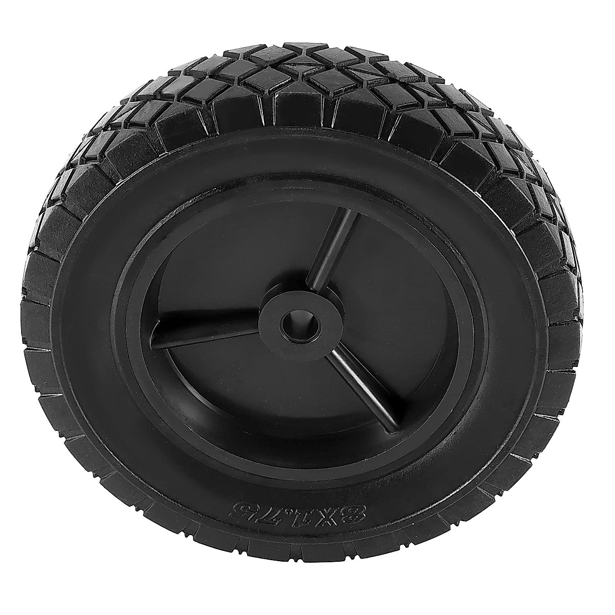 HEIHAK 4 PCS 8 x 1.75 inch Solid Rubber Hand Truck Wheel, Universal Flat Free Lawn Mower Wheels with 1/2 Inch Axle, Replacement Tire for Hand Truck Dolly Cart Compressor, 110 LBS Load Capacity