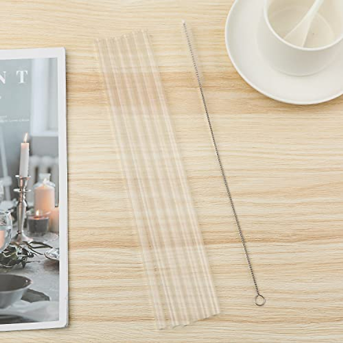 6pcs Replacement Straws for Stanley Adventure Quencher 40oz Travel Tumblers, Reusable Plastic Straw with Cleaning Brush for Stanley Cup 40 oz Water Jug Accessories (30cm / 11.8inch Long)