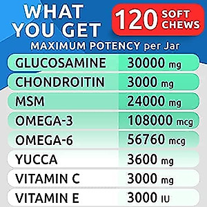 Glucosamine Dog Treats + Grass Treatment for Dog Urine Bundle - Hip Support and Joint Pain Relief Supplement w/ Chondroitin, MSM, Omega-3 + Pee Lawn Repair w Probiotics - Dog Urine Neutralizer