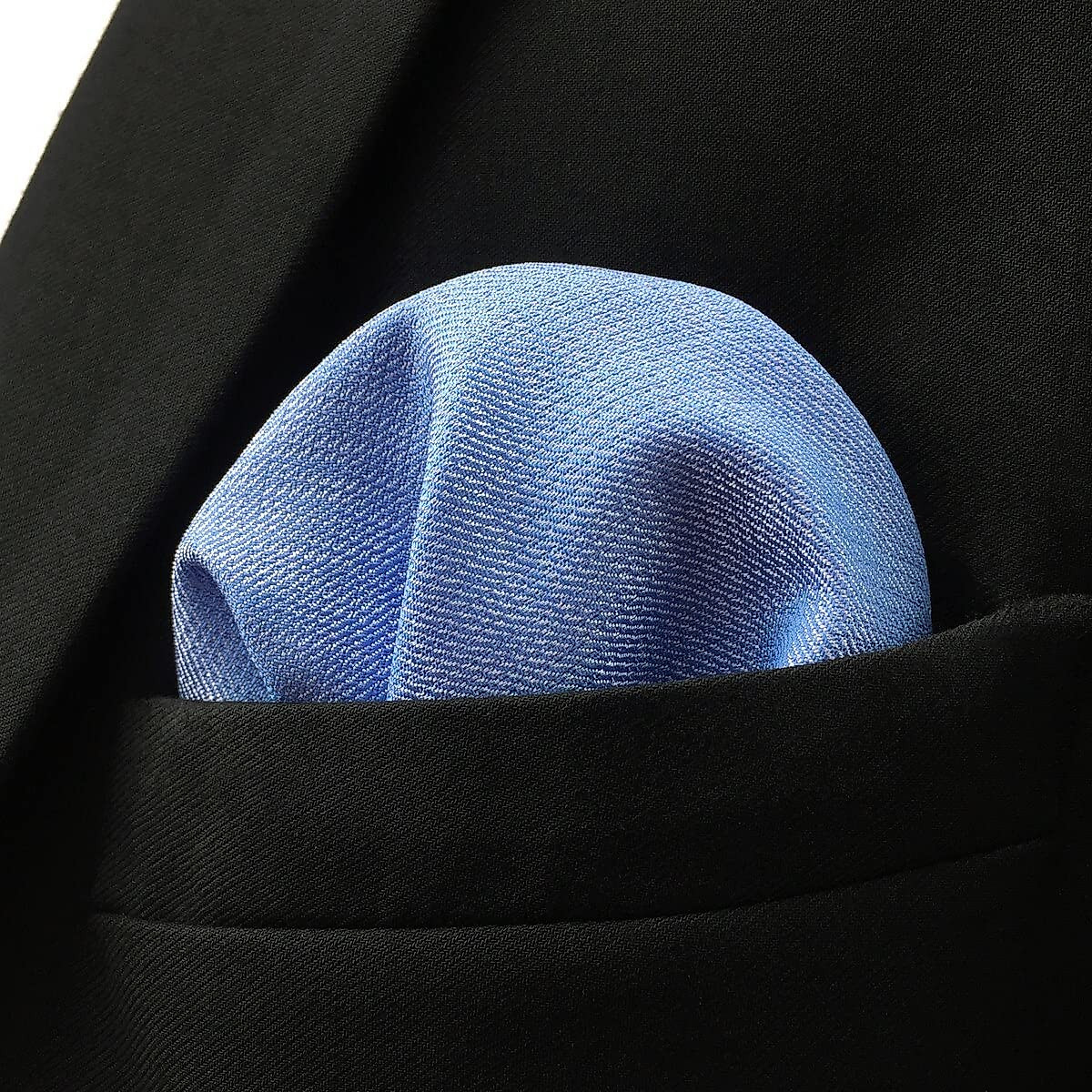 SHLAX&WING Solid Light Blue Azure Silk Pocket Squares for Men Business Wedding