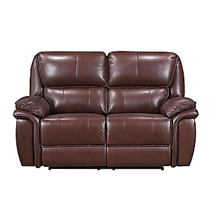 Lexicon Brim Wall-Hugger Manual Double Lay Flat Reclining Loveseat, Brown