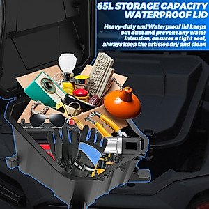 SAUTVS Cargo Bed Box for Polaris RZR 900/XP 1000/XP Turbo, Poly Water Resistant 69 QT Rear Cargo Storage Box for Polaris RZR 900 / XP 1000 / XP 4 1000 / S 2014-2023 Accessories (Replace #2881193)