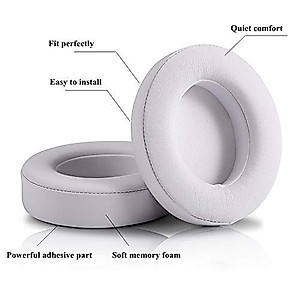 Replacement Ear Pads Cushions, Earpads Cover Compatible with Beats Studio 2 Wireless Wired and Studio 3 Over Ear Headphones 1 Pair (White)