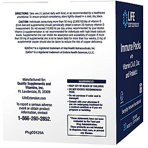 Life Extension - Immune Packs with Vitamin C & D, Zinc and Probiotic (30 Packs)