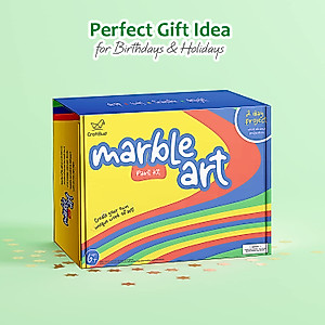 Marble Painting Kit - Kids Art, Water Marbling Paint Kit for Kids Ages 8-12 Girls & Boys, Fun Activity Water Marbling Paint Art Kit for Kids, 5 Paint Colors, Perfect Kids Gift for All Ages