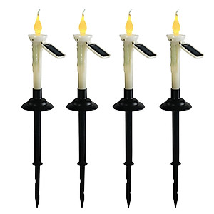 Tookie LED Candle Light, 4pcs Dual Use Solar Power Long Candle Light with Warm White Flickering Flame, Auto On/Off Solar Light for Garden Pathway Driveway Landscape Patio Deck Yard(Size:18.27inch)