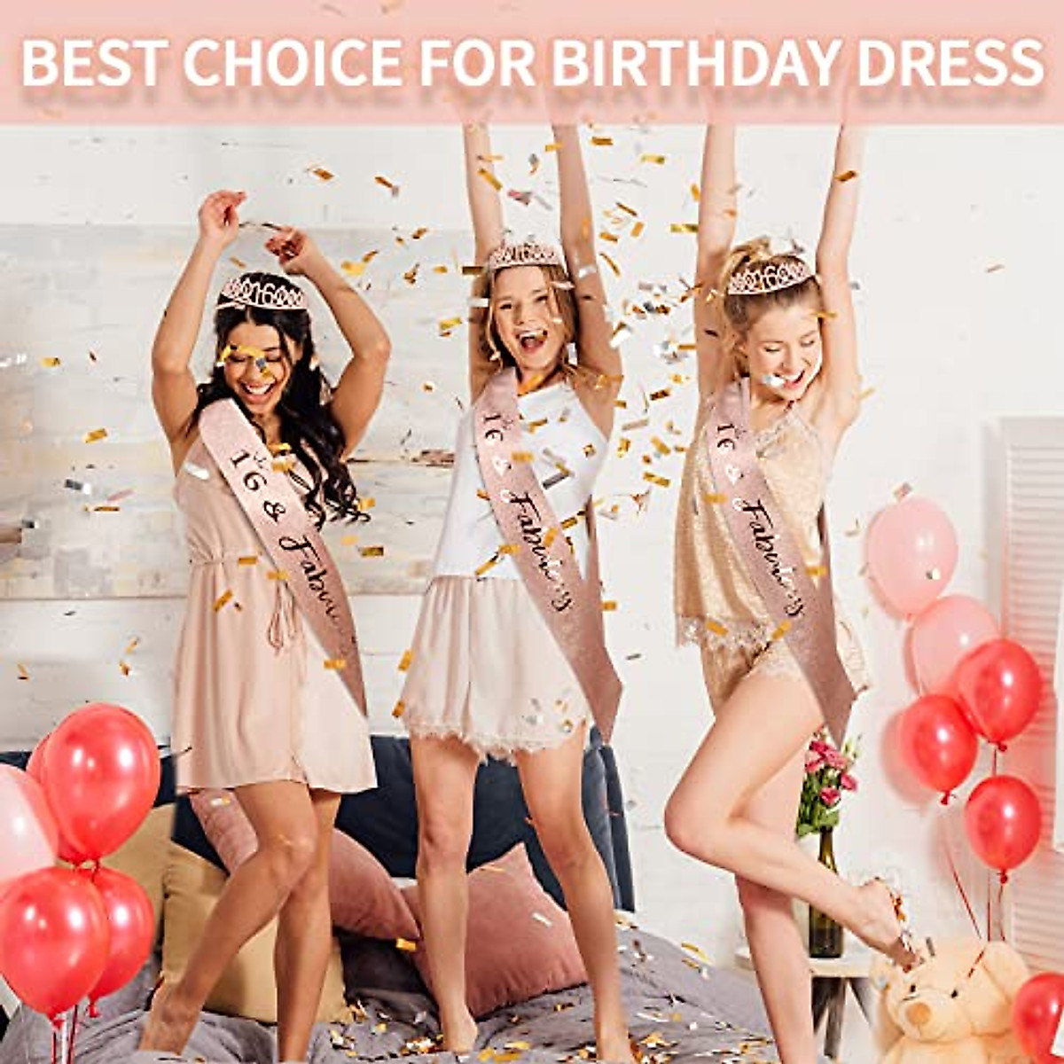 10th Birthday Decorations Gifts for Girls, 10th Birthday Crown/Tiara and 10 Birthday Sash, Cake Toppers Birthday Candle, Rose Gold 10 Birthday Decorations Party Accessories for Her