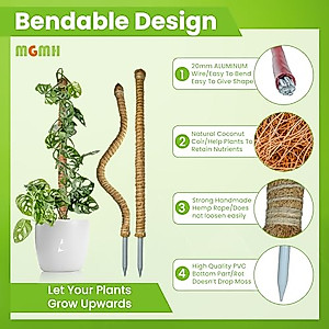 MGMH Coco Coir Moss Pole for Plants, 2 Sticks 25 Inch Bendable Plant Stakes Made of Real Coco Coir, Good for Climbing Plants Monstera and Other Creeper Plants Grow Upwards