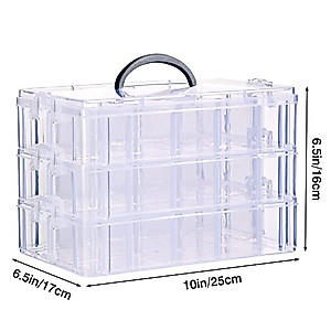 Quefe 3-Tier Stackable Storage Container Box with 30 Compartments, Plastic Organizer Box for Arts and Crafts, Toy, Fuse Beads, Washi Tapes