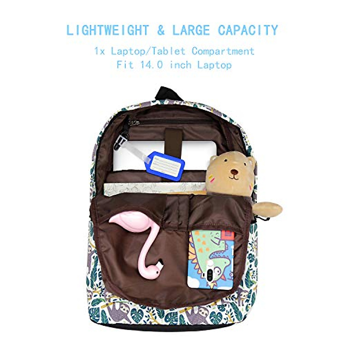 Sloth Backpacks for Girls Follow Your Dream Palm Tree, Sloth, Size Large