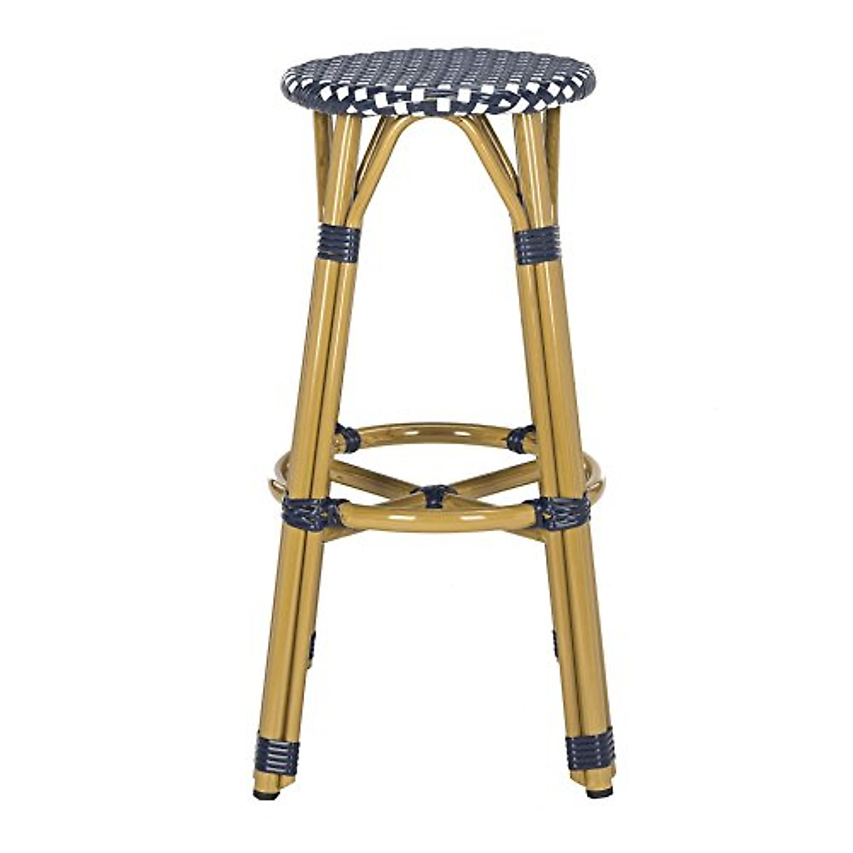 Safavieh PAT4018A Collection Kelsey Navy and White Indoor/Outdoor Bar Stool