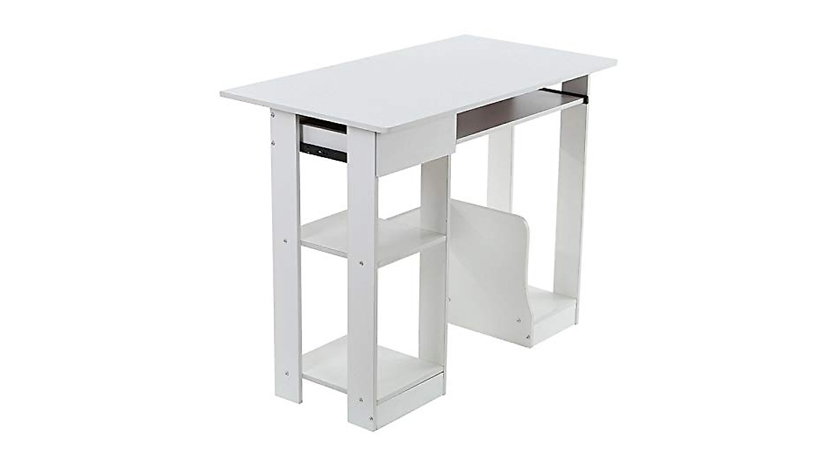 Modern White Desktop Computer Desk with Storage