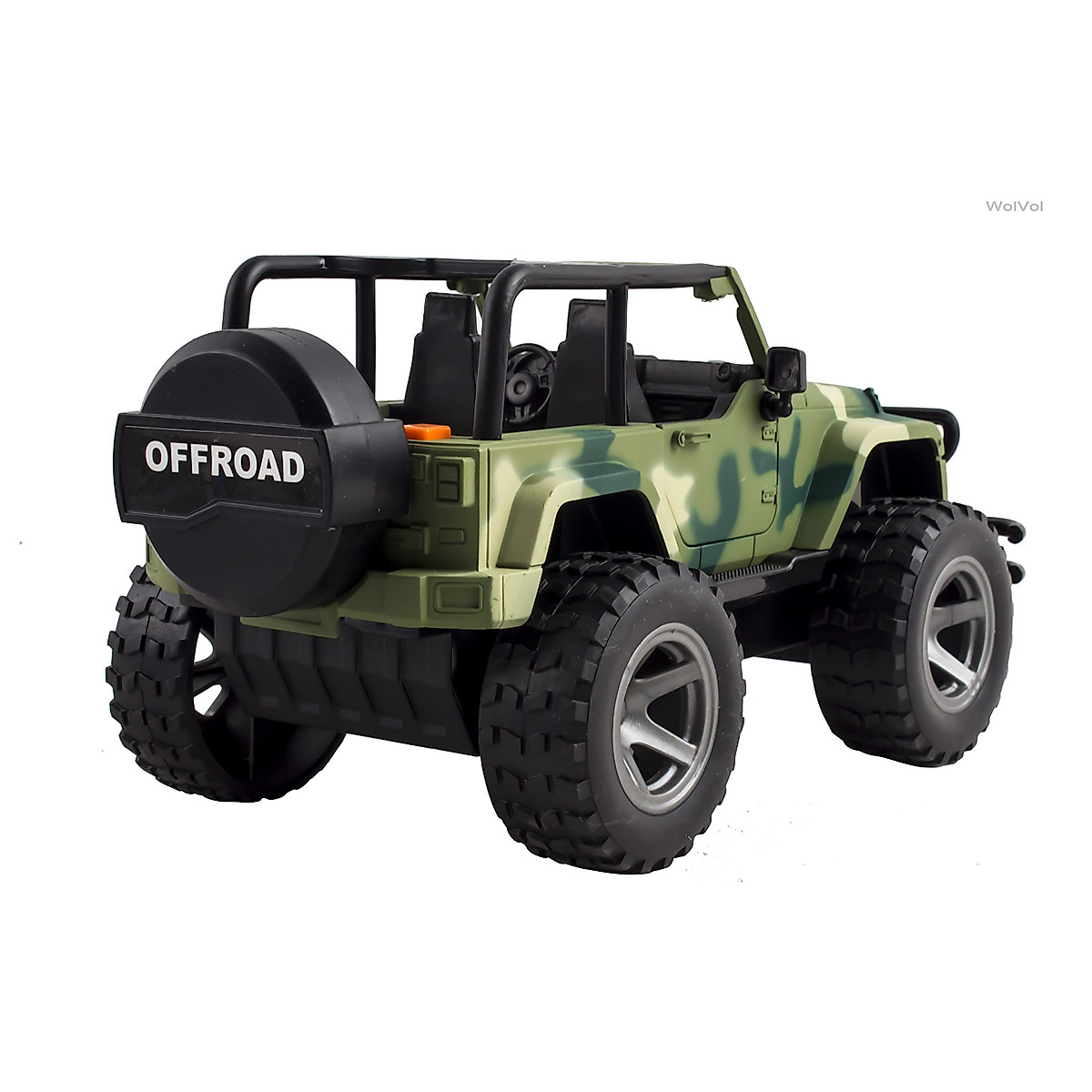 WolVolk Off-Road Military Fighter Car Toy - Friction Powered Toy Vehicle with Fun Lights & Sounds - 2 Doors Open - Great Gift for All Occasions for Kids Boys & Girl