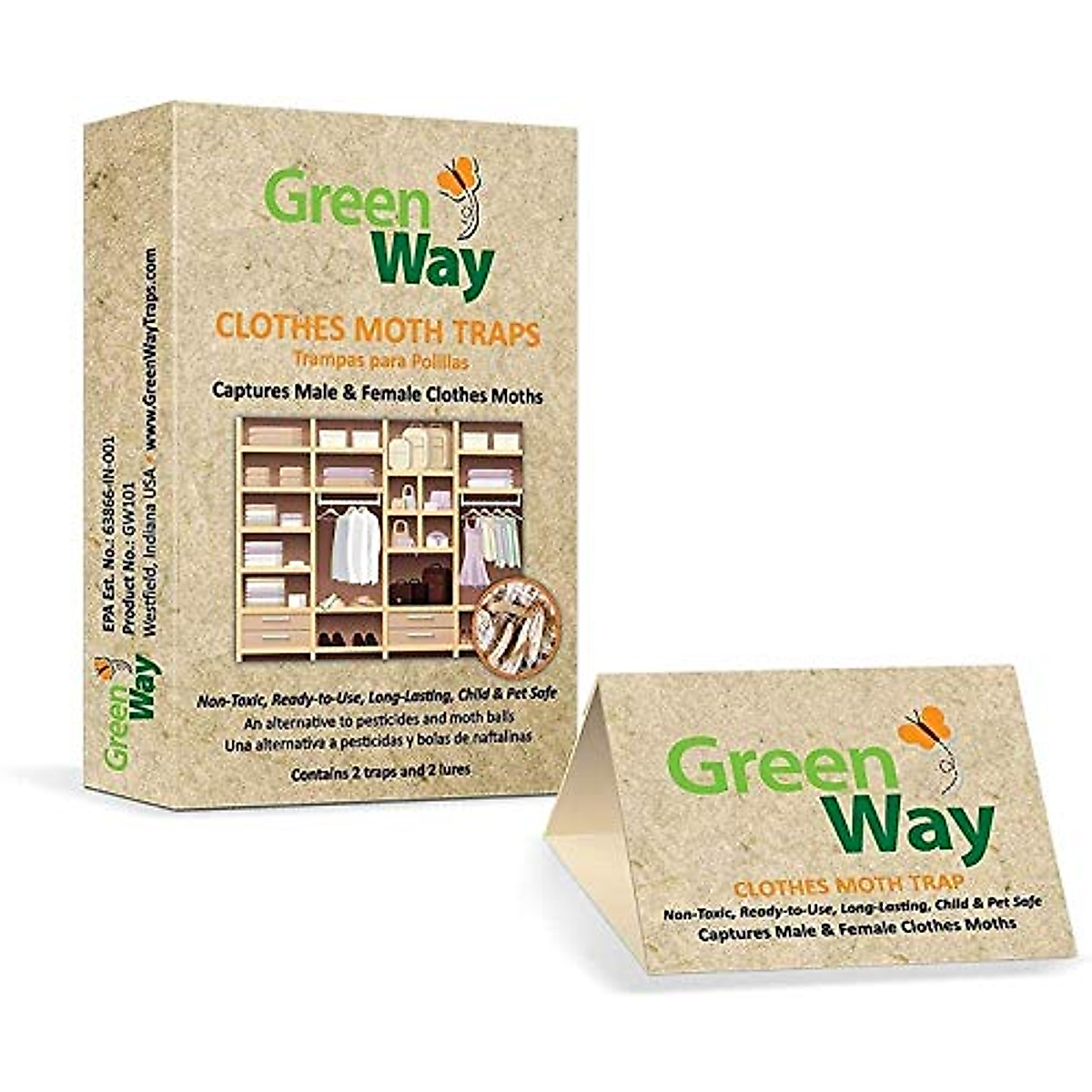 Greenway Clothes Moth Traps (24 Traps) - Moth Traps for Clothes Closets - Alternative to Cedar Balls and Moth Balls for Closet - Pheromone Attractant