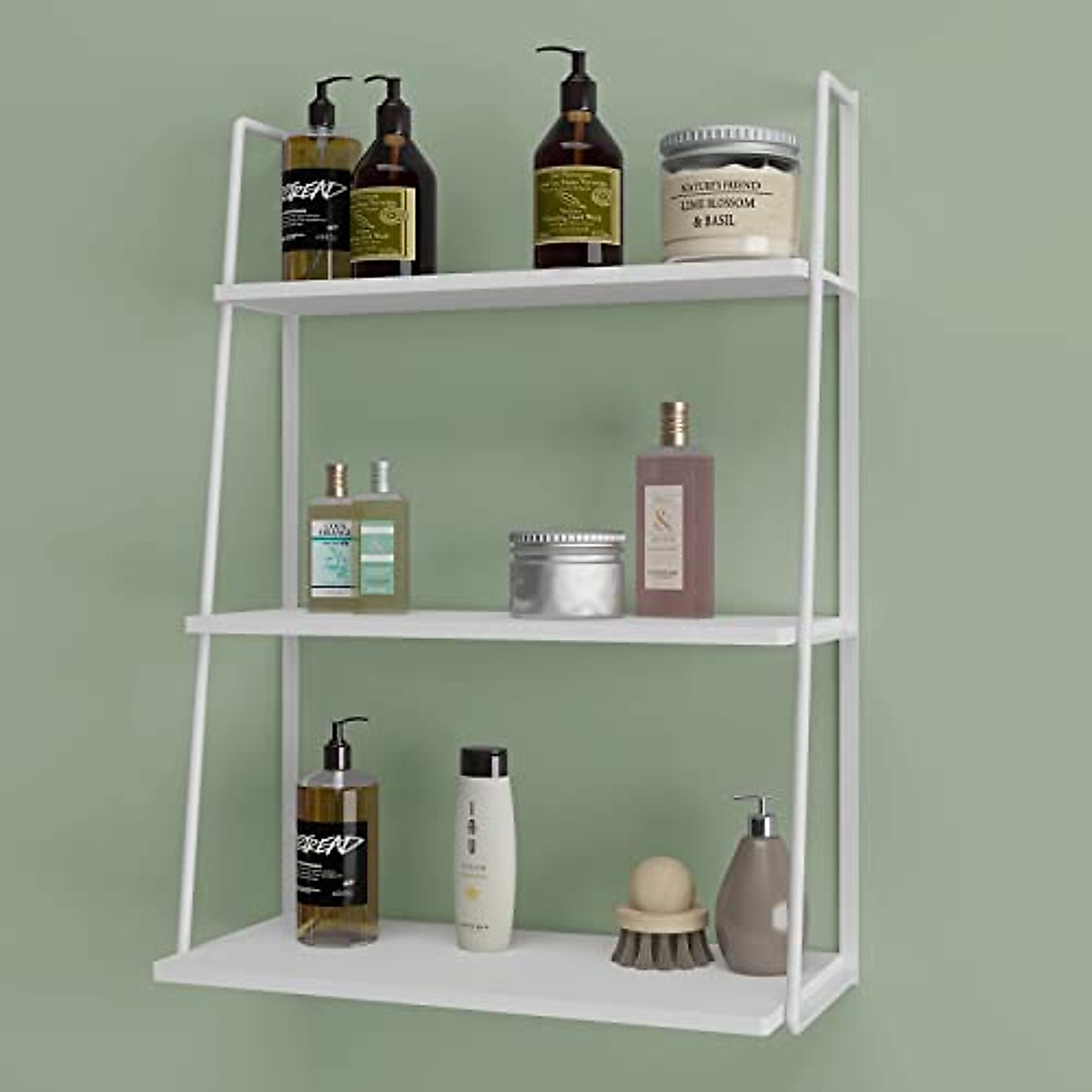 WELLAND 3-Tier Display Wall Shelf Storage Rack Wall Rack Holder Rack (3-Tier, White)