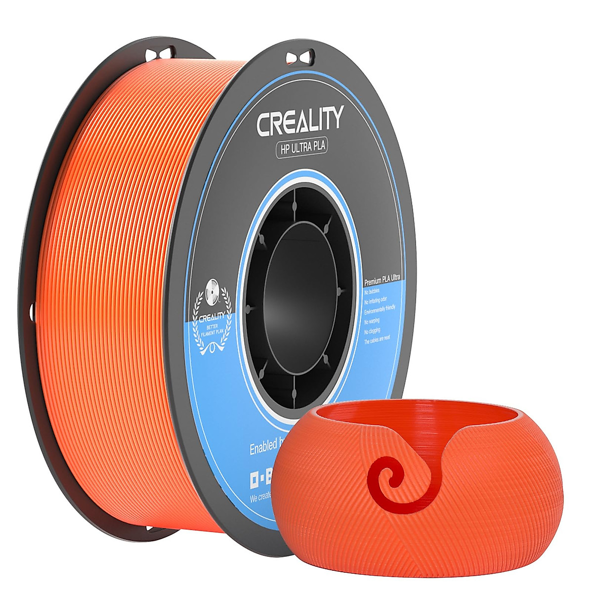 Creality 3D Printer Filament PLA 1.75mm 1KG Spool, 3D Printing Filament, Less Bubbles No Odor, High Toughness Print PLA Filament BASF for Most FDM 3D Printer, Dimensional Accuracy +/- 0.03 mm, Orange