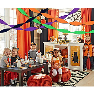 Halloween Crepe Paper Streamers 8Rolls 656FT Halloween Party Decorations Supplies Halloween Orange Purple Black Green Streamers for Halloween Birthday, Baby Shower, Gender Reveal Party Decorations